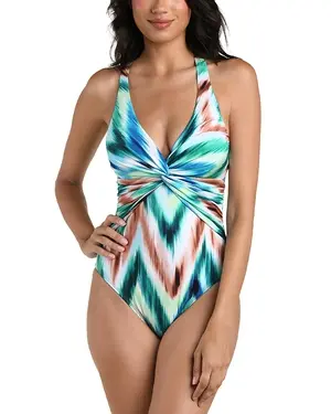 La Blanca Mirage Moment Plunge Neck Twist One Piece Swimsuit