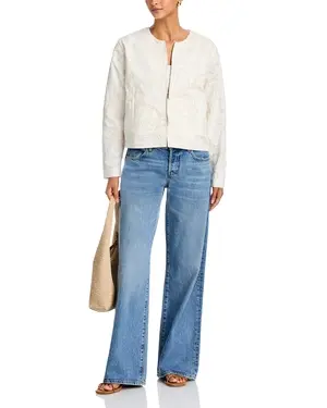 Tommy Bahama Cotton Stretch Embroidered Zip Front Jacket