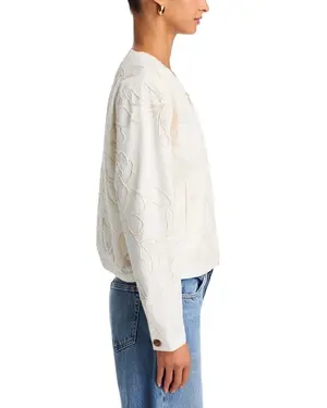 Tommy Bahama Cotton Stretch Embroidered Zip Front Jacket
