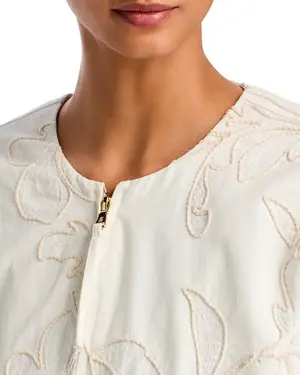 Tommy Bahama Cotton Stretch Embroidered Zip Front Jacket