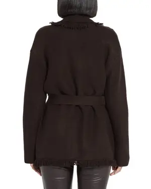 Lyssé Dixie Fringe Belted Shawl Collar Cardigan