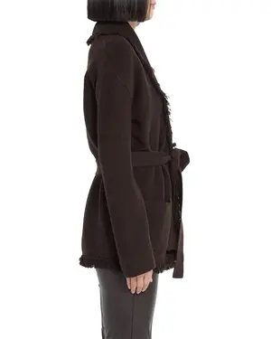 Lyssé Dixie Fringe Belted Shawl Collar Cardigan