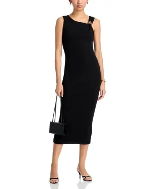 Veronica Beard Jesmira Stretch Cotton Embellished Asymmetric Midi Dress