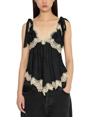 Sea Ethel Lace Trim Cami - Black
