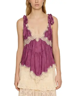 Sea Ethel Lace Trim Cami - Plum