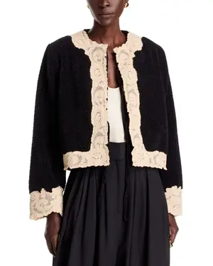Sea Ilaria Lace Trim Tie Front Teddy Jacket