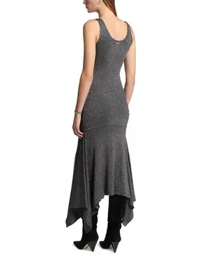 Michael Kors Metallic Viscose Handkerchief Midi Dress