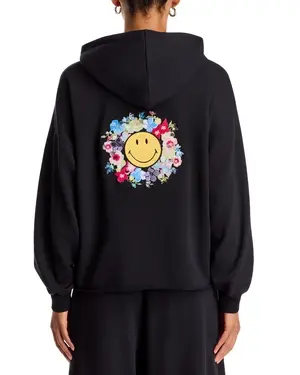 Aqua Smiley Embroidered Hoodie Exclusive