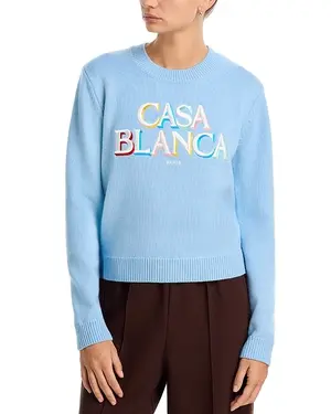 Casablanca Logo Embroidered Sweater - Blue
