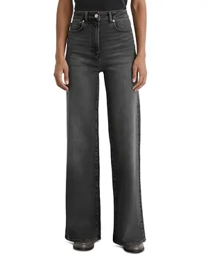 REISS Jas High Rise Wide Leg Jeans - Washed Grey