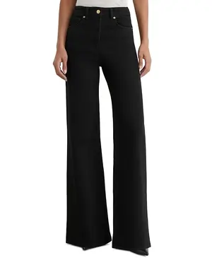 REISS Petites Jas High Rise Wide Leg Jeans - Black