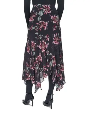 Sonia Rykiel Paris Floral Print Handkerchief Midi Skirt