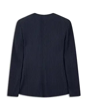 Emporio Armani Cannete Asymmetric Wool Blazer - Dark Blue