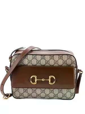 Gucci Horsebit 1955 Flap Pocket Camera Bag Gg Coated Canvas And Leather Small Crossbody Bag - Brown