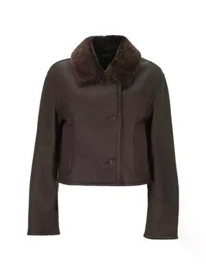 JOSEPH Liri Shearling-collar Leather Jacket - Brown