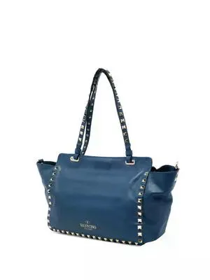 Valentino Garavani 2000-2017 Small Leather Rockstud Trapeze Satchel - Blue