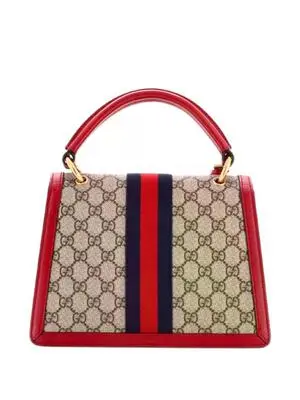 Gucci Queen Margaret Top Handle Bag Gg Coated Canvas With Leather Small Satchel - Red