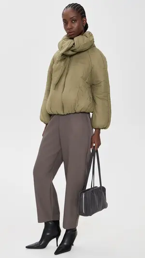 MEIMEIJ Cropped Quilted Scarf Collar Puffer Jacket