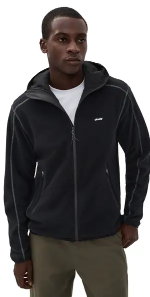 Obey Contrast Stitch Polar Fleece Jacket - Black