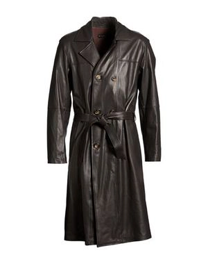 STREET LEATHERS Overcoat & Trench Coat Chocolate Size Leather - Grey