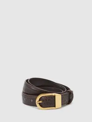 REISS Hazel Leather Croc-effect Belt