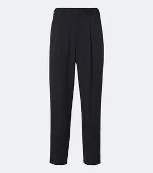 Giorgio Armani Pleated Jacquard Straight Pants - Black