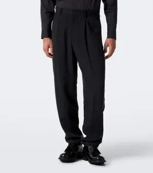 Giorgio Armani Pleated Jacquard Straight Pants - Black