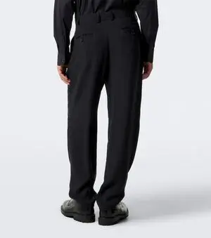 Giorgio Armani Pleated Jacquard Straight Pants - Black