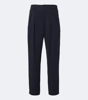 Giorgio Armani Pleated Jacquard Straight Pants - Blue