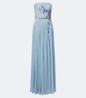 Costarellos Lenina Lurex® Georgette Bustier Gown - Blue