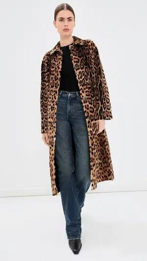 NILI LOTAN Davelle Shearling Coat - Leopard Print