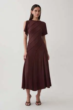 Meshki Lani Asymmetrical Knit Midi Dress