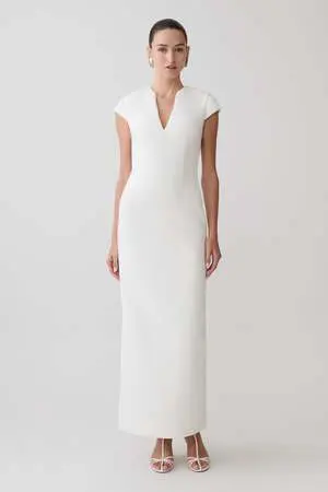 Meshki Briella V Neck Suiting Maxi Dress - Ivory