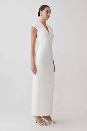 Meshki Briella V Neck Suiting Maxi Dress