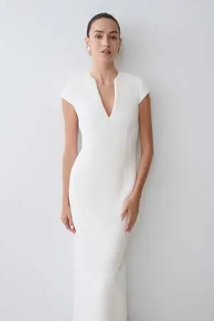 Meshki Briella V Neck Suiting Maxi Dress