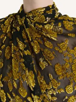 Balmain Draped Velvet Jacquard Dress