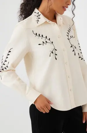 Karen Kane Embroidered Western Button-up Shirt