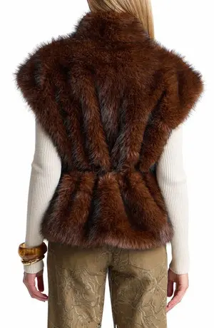 Avec Les Filles Belted Faux Fur Vest