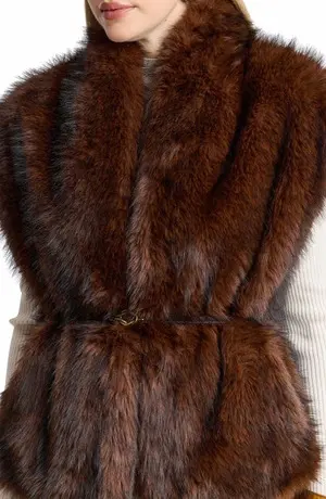 Avec Les Filles Belted Faux Fur Vest