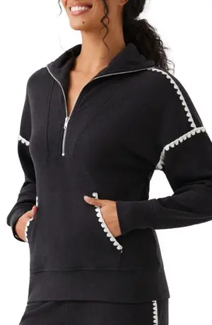 Karen Kane Edge Stitch Half-zip Pullover Sweatshirt