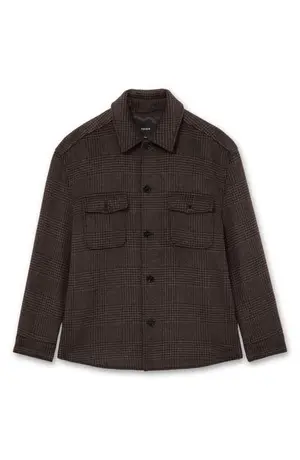 REISS Liam Checked Wool Blend Shirt Jacket - Brown