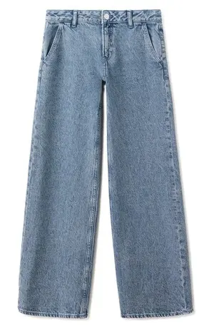 Mango Low Waist Straight Leg Jeans - Medium Blue