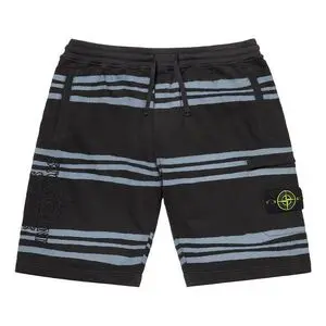 Supreme Fw20 X Stone Island Warp Stripe Sweatshort - Black