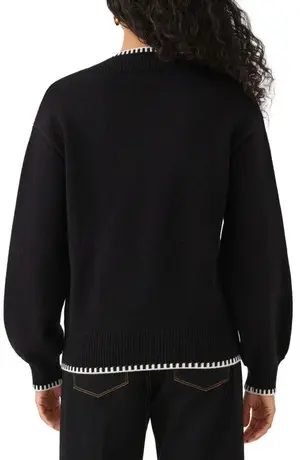 Karen Kane Varsity V-neck Contrast Stitch Sweater