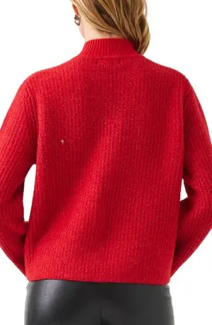 Karen Kane Mockneck Two-way Zip Sweater - Red
