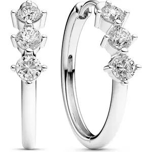 SIF JAKOBS JEWELLERY Princess Creolo Grande Cubic Zirconia Earrings - Silver