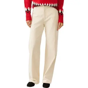 Karen Kane Corduroy High Waist Wide Leg Pants Bone
