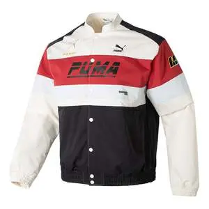 PUMA Colorblock Retro Track Jacket 'black Red - Black/red