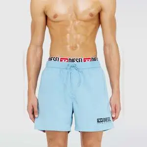 DIESEL® Mid-length Swim Shorts With Logo Print