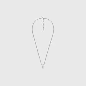 DIESEL® Stainless Steel Pave Pendant Necklace - Silver